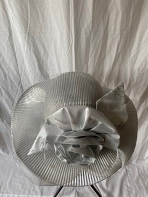 Vintage Silver Derby, Wedding Guest, Church Hat with … - Gem