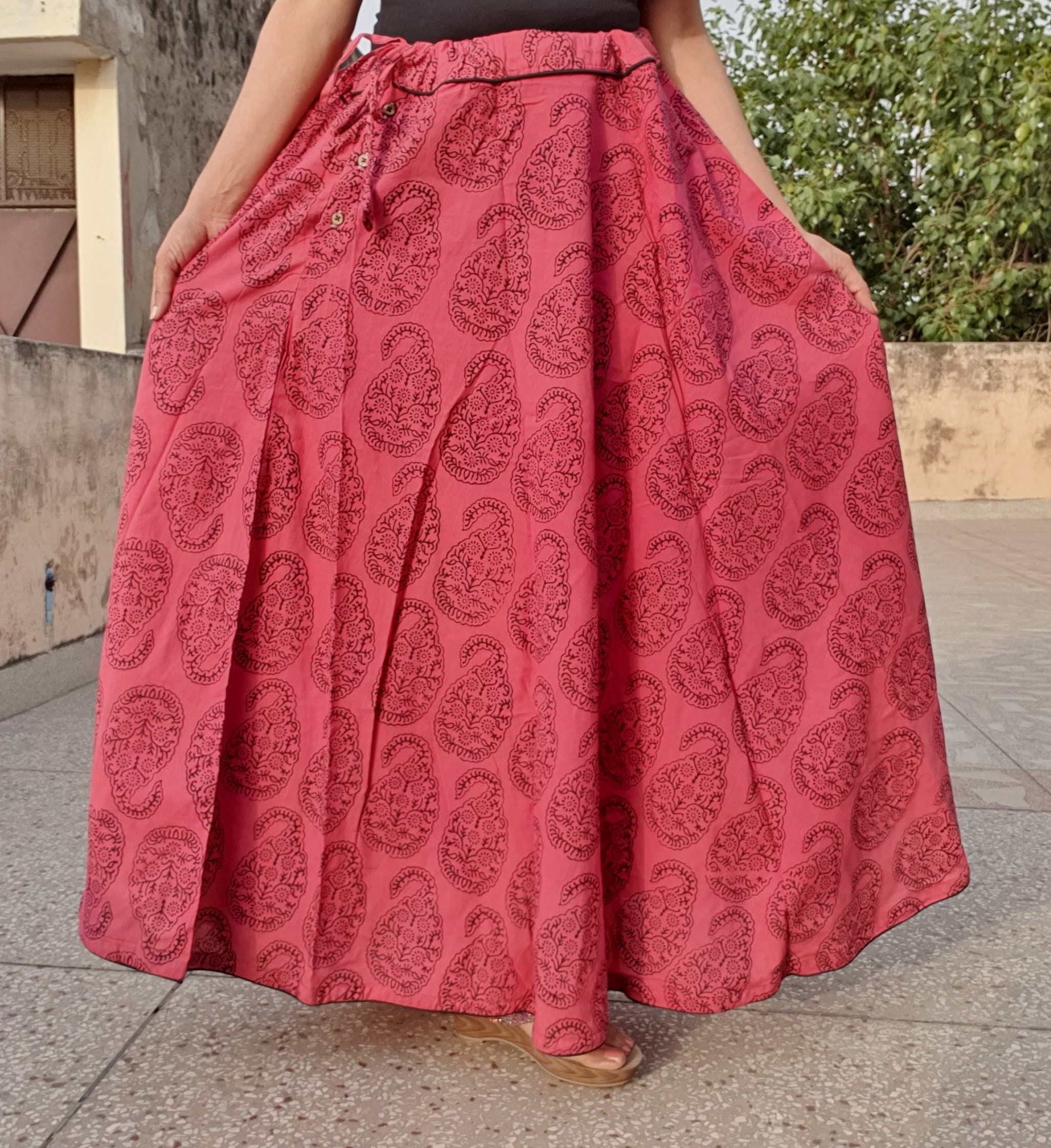 Dunkelrosa Boho Baumwolle Langer Rock Gypsy Rock Paisley - Etsy.de