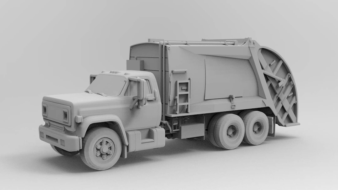 1/87 Ho Scale 80s Garbage Trash Truck Printed in High Resolution Clear ...
