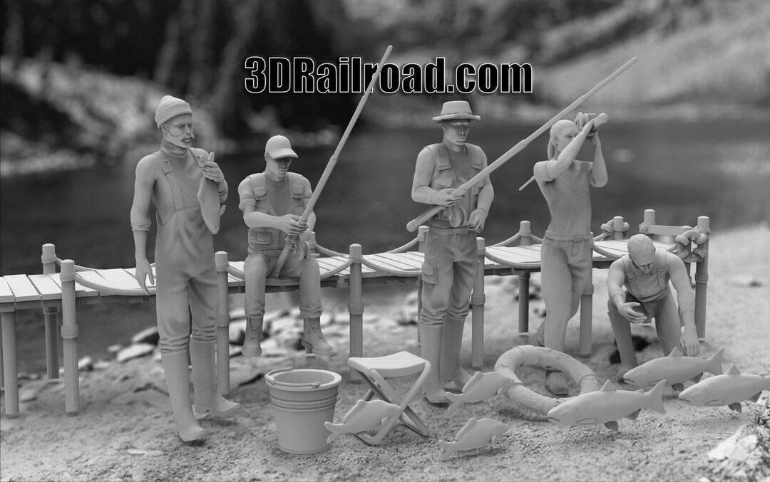 HO Scale 1/87 Fishermen With Dock Printed in 14k Grey Resin - Etsy