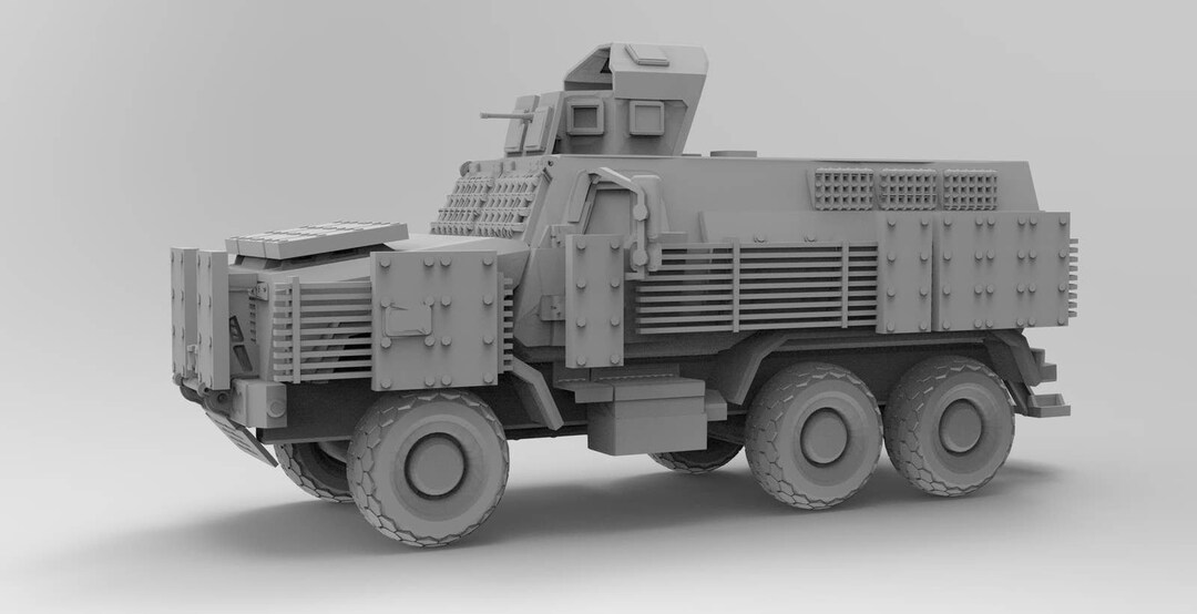 1/87 HO Scale Military 6x6 MRAP Printed in High Resolution Clear Resin ...