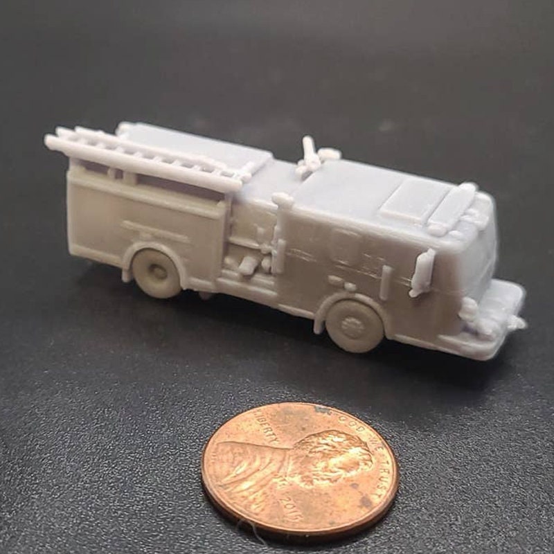 N Scale 1/160 Modern Fire Pumper Truck Printed in Clear Resin | Etsy