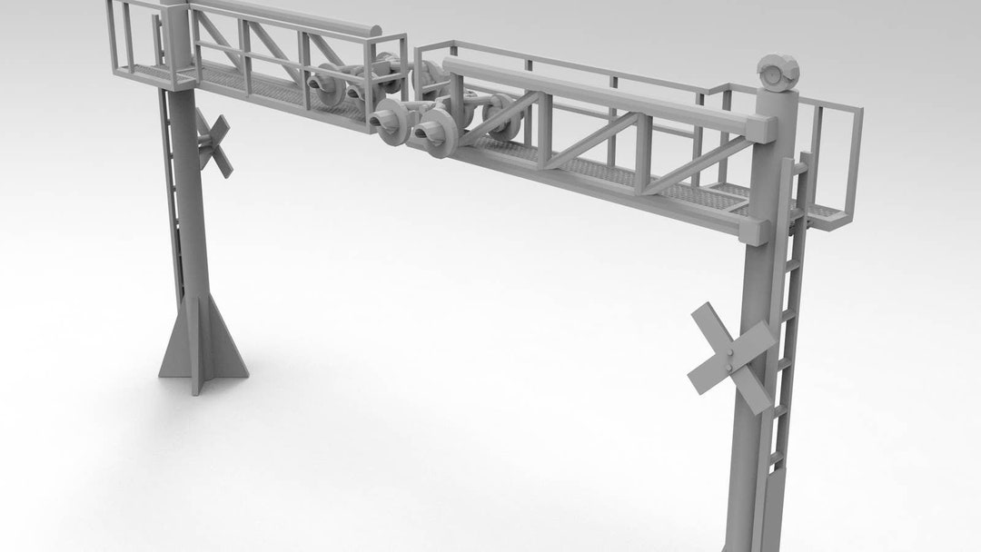 N Scale 1/160 1 Lane Overhead Crossing Signal 2 Pairs Printed in Grey ...