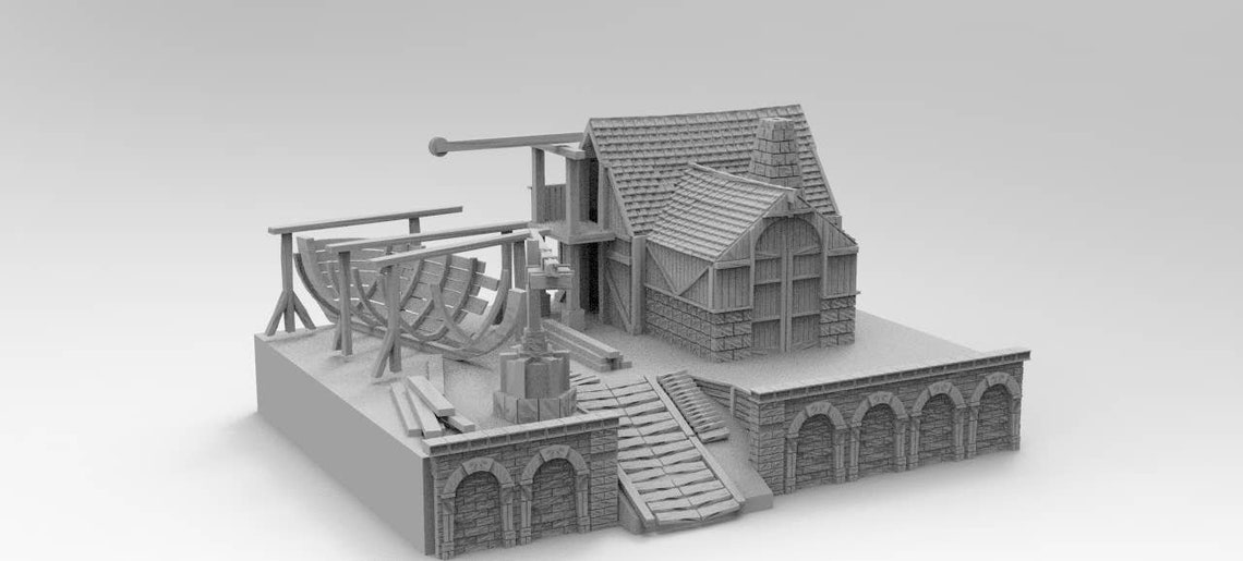 Boat Yard by WOW Buildings 3D Printable STL Immediate - Etsy