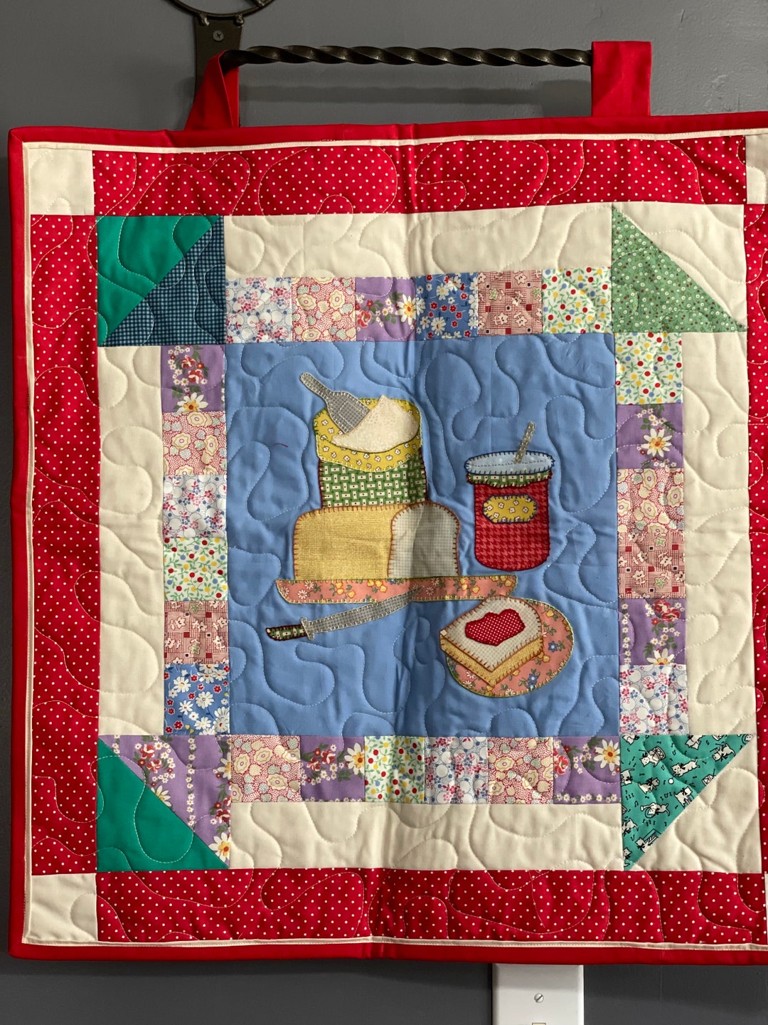 Bread Loaf & Jam Wall Hanging / Hand Applique Wall Hanging / 30s ...