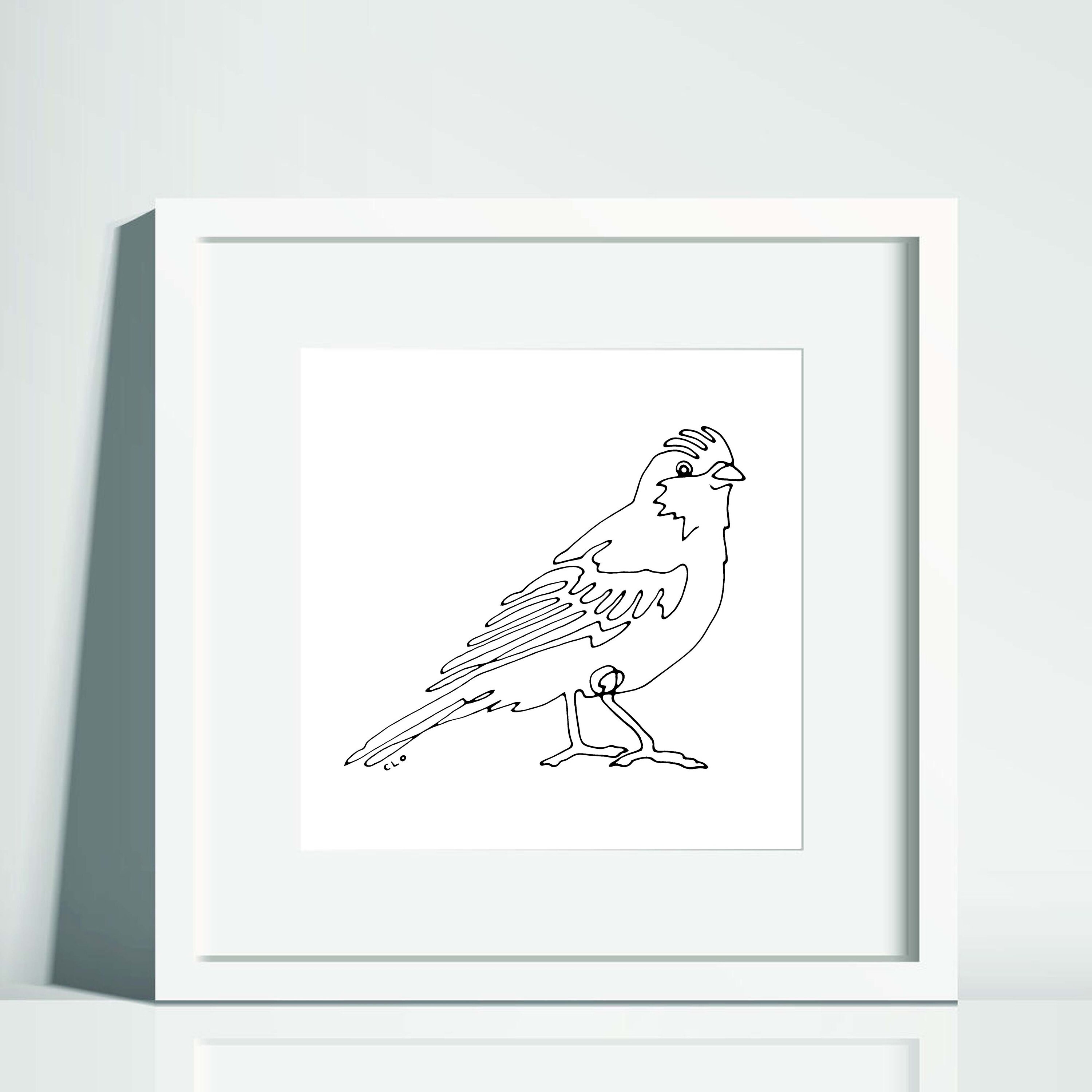 Finch Print Instant Download, Modern One Line Drawing, Abstract Bird ...