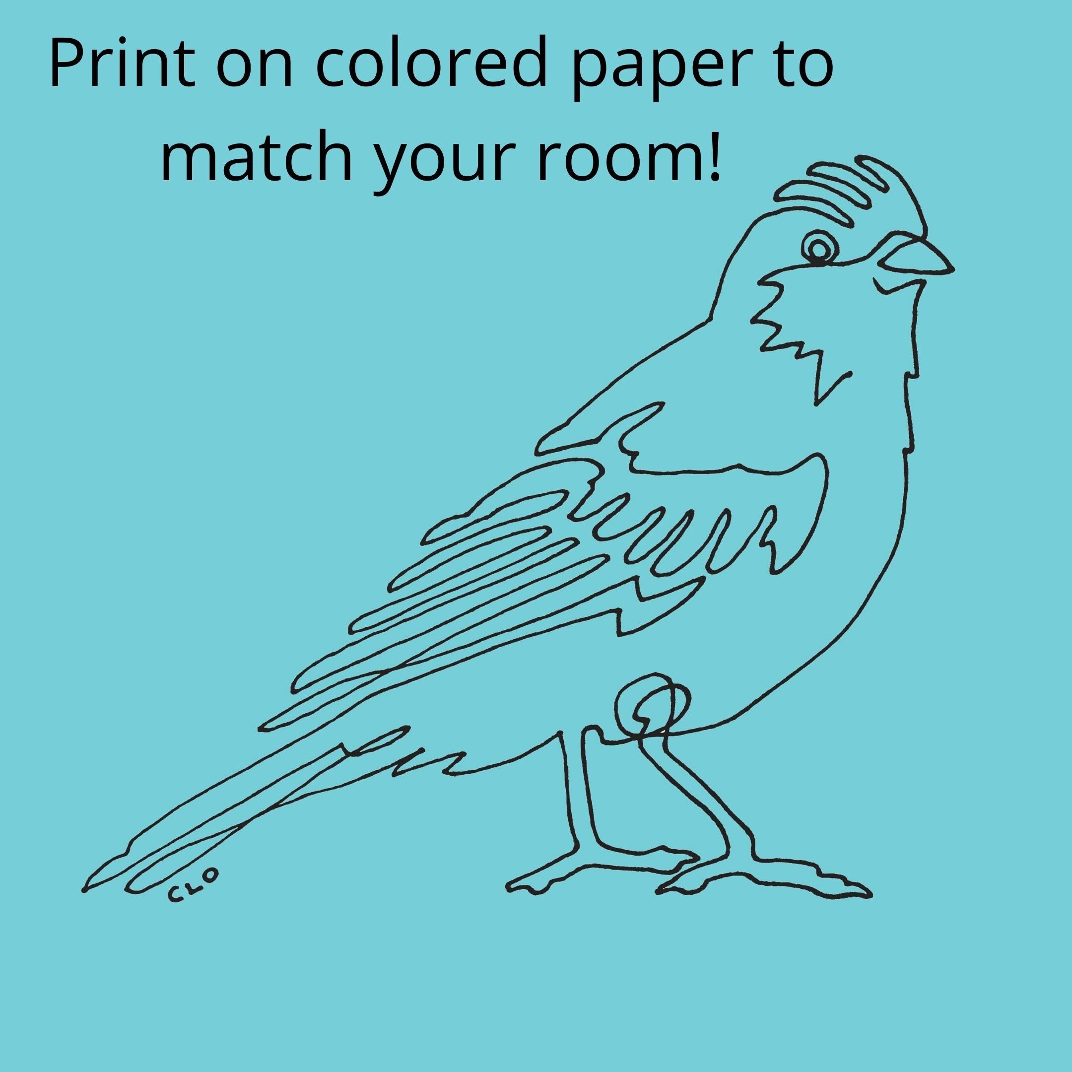 Finch Print Instant Download, Modern One Line Drawing, Abstract Bird ...