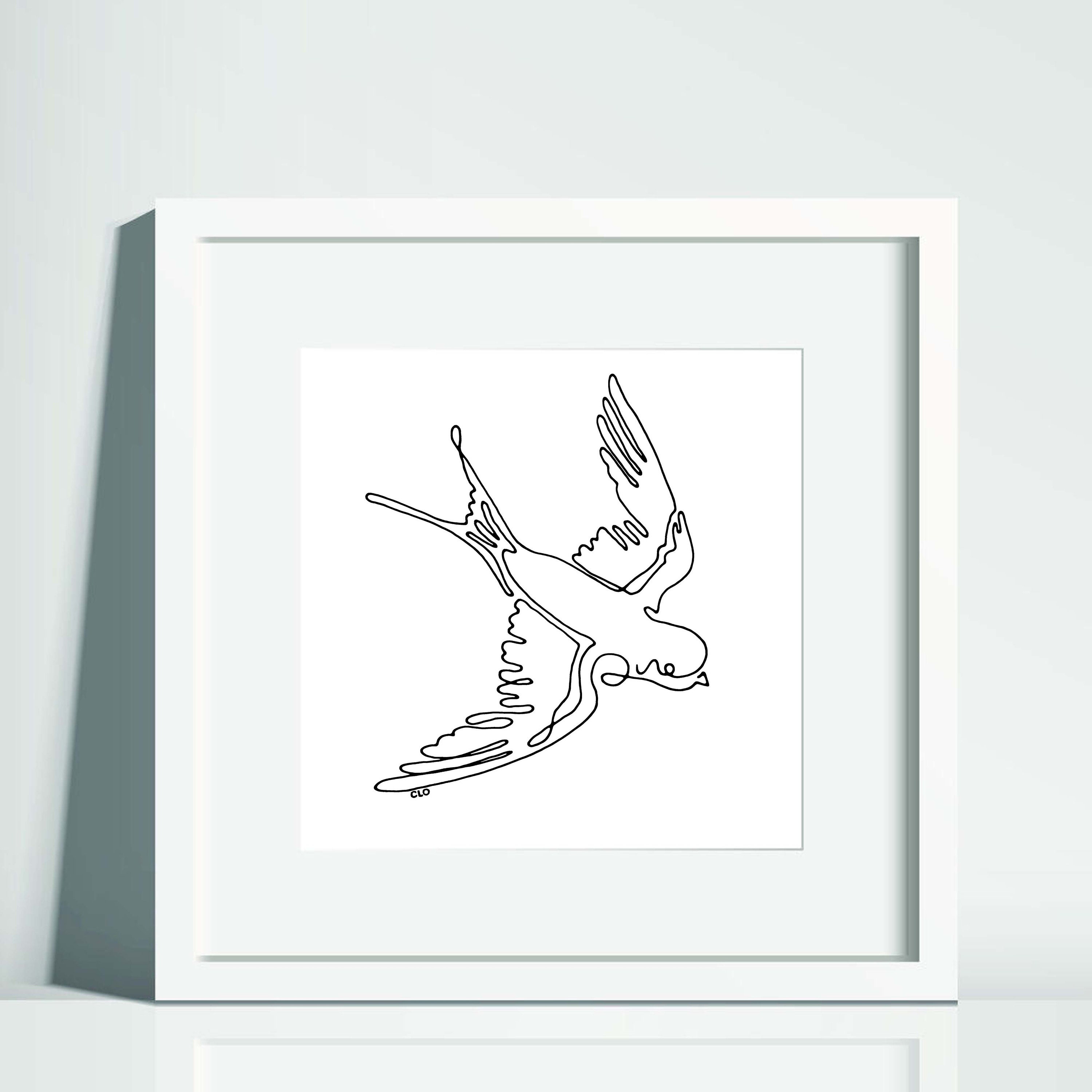 Line Art Swallow in Flight Digital Download of Abstract Bird, Modern ...
