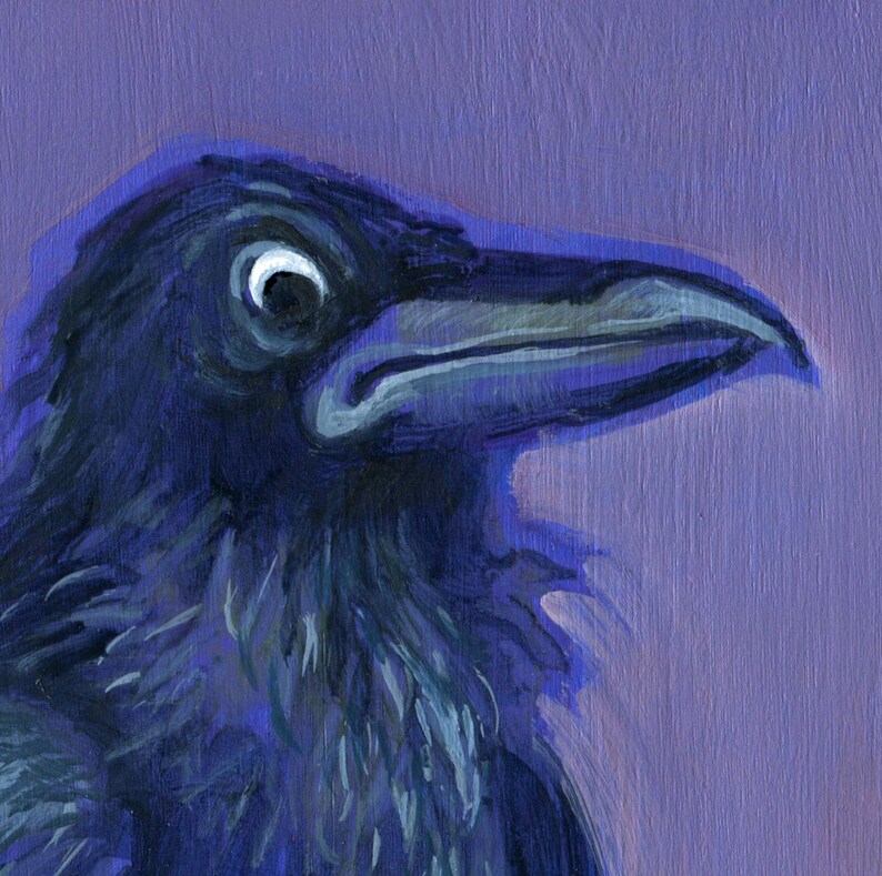 Bright Raven Art Print, A Raven Named Edgar, Nevermore Raven, Raven ...