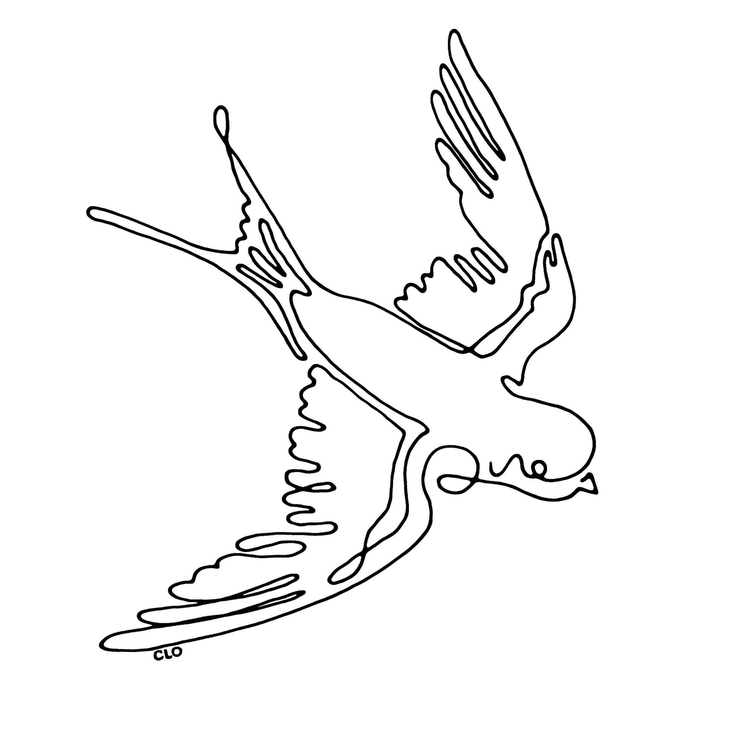 Line Drawings Of Birds In Flight