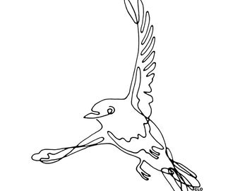 Abstract Bird Printable Art, Modern One Line Drawing, Digital Art ...