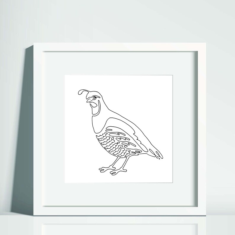 Quail Digital Art Download, Modern Minimal One Line Ink Drawing ...