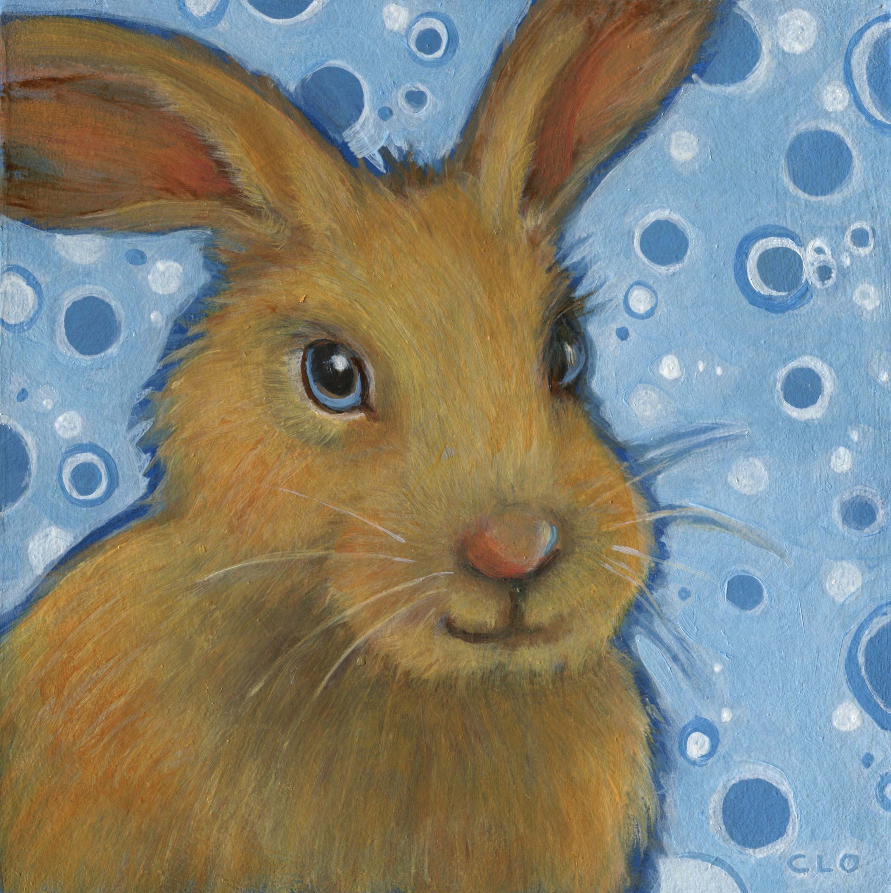 Red Headed Rabbit small original oil painting with a modern | Etsy