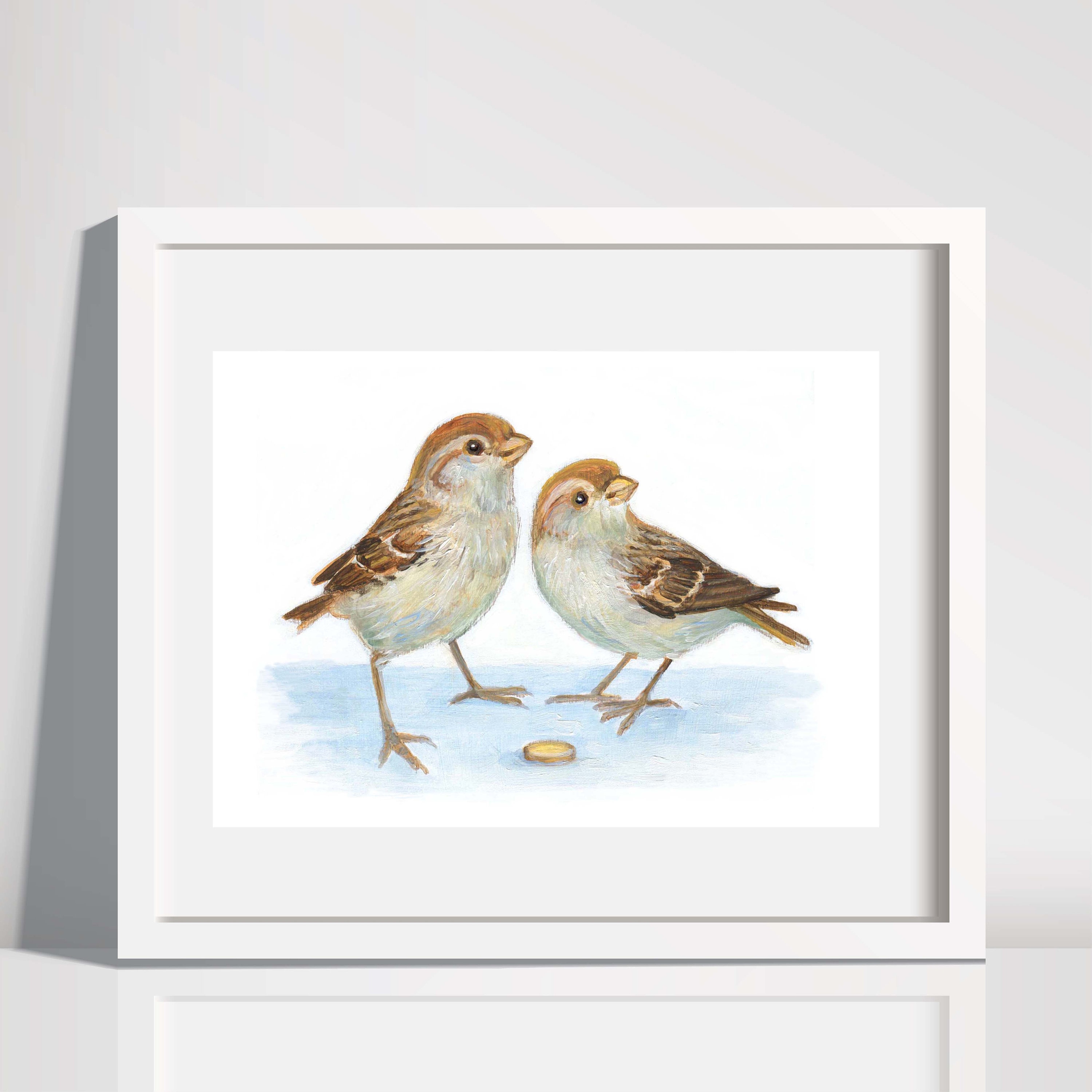 Small Art Print of Two Sparrows and a Farthing Religious Art - Etsy