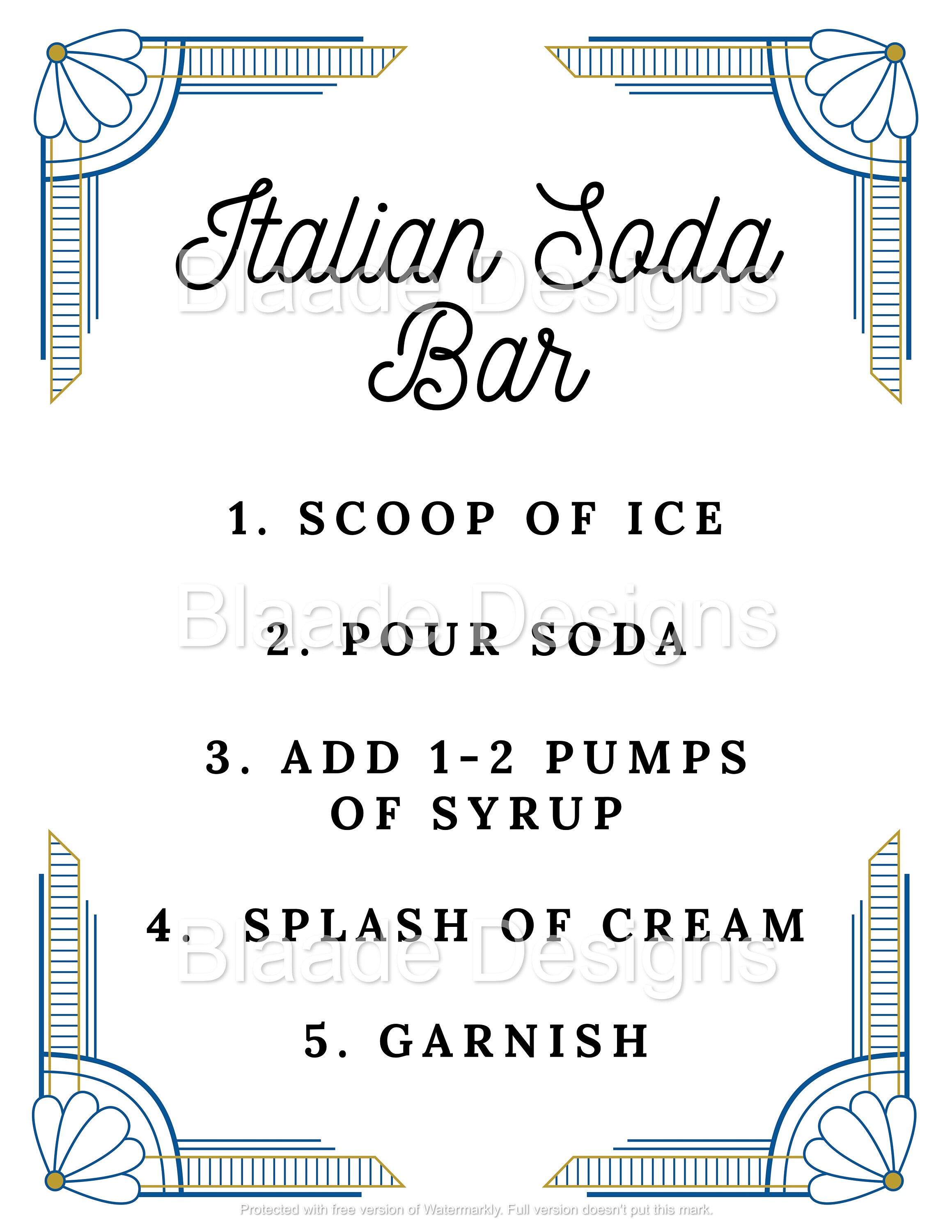 Italian Soda Bar Sign W/ Self-serve Instructions for Party - Etsy