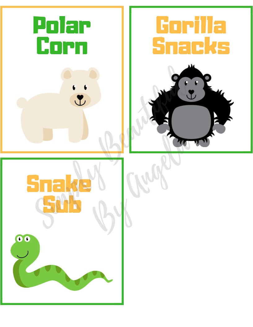 Zoo Theme Party Printables Food Labels - Etsy
