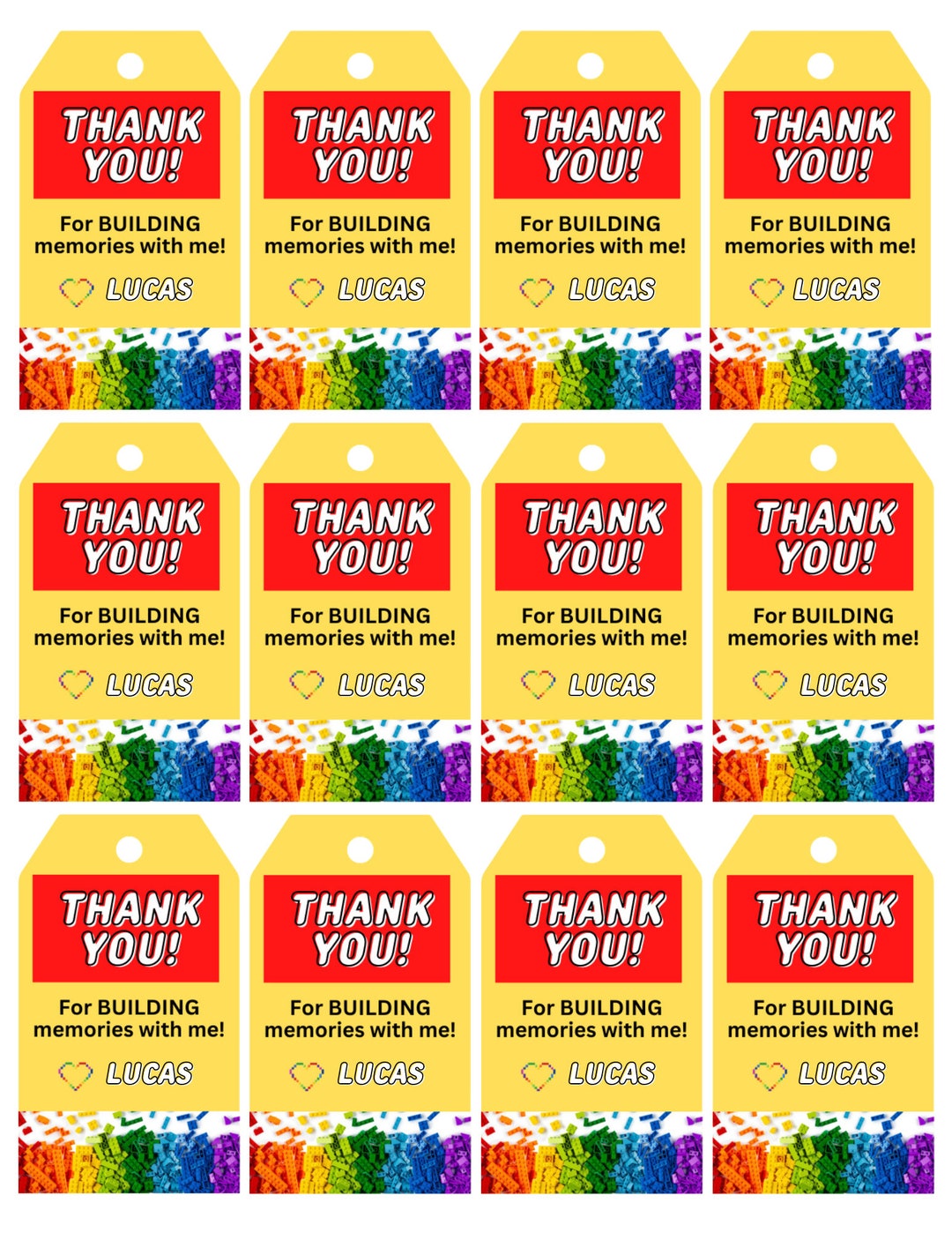 Building Block Thank You Tab Printable - Etsy