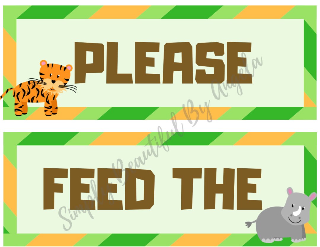 Zoo Theme Party Printables Food Sign - Etsy