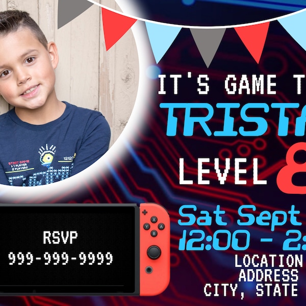 Nintendo Switch Invitation - Etsy