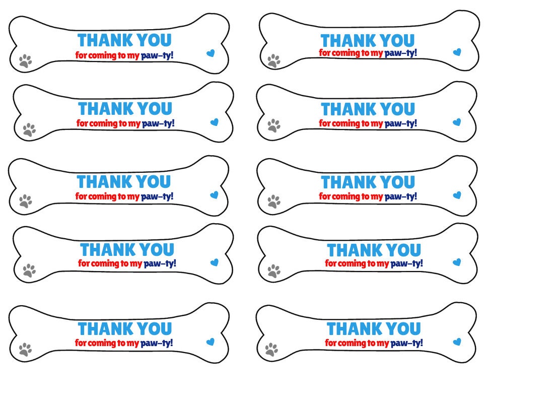 Dog Theme Doggie Bag Thank You Notes - Etsy