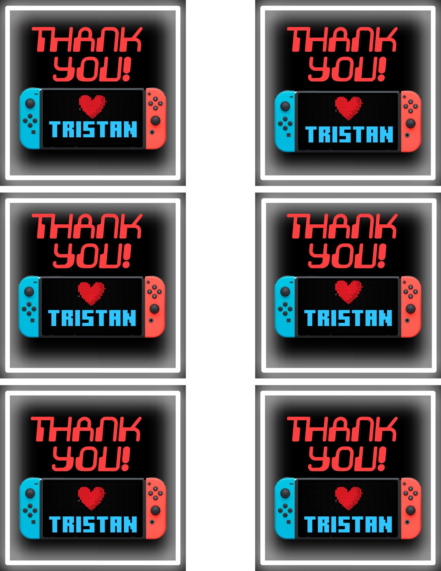 Video Game Switch Gamer Theme Birthday Party Thank You Favor Tags - Etsy