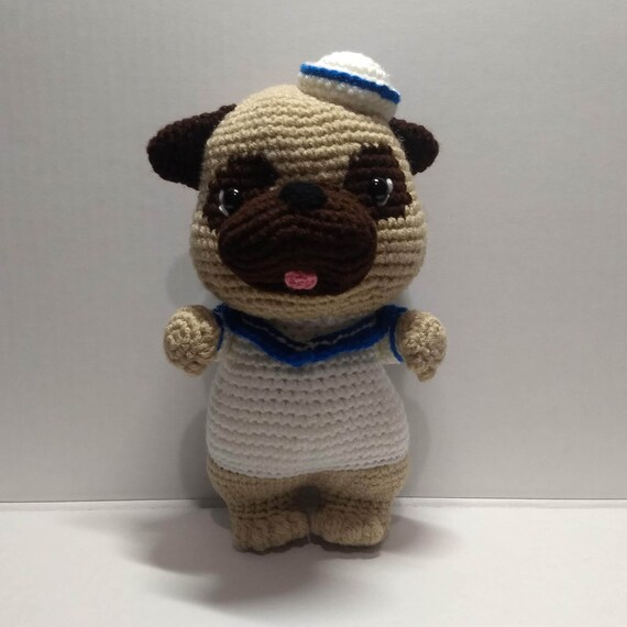 Crochet Papi the Sailor Pug Amigurumi | Etsy