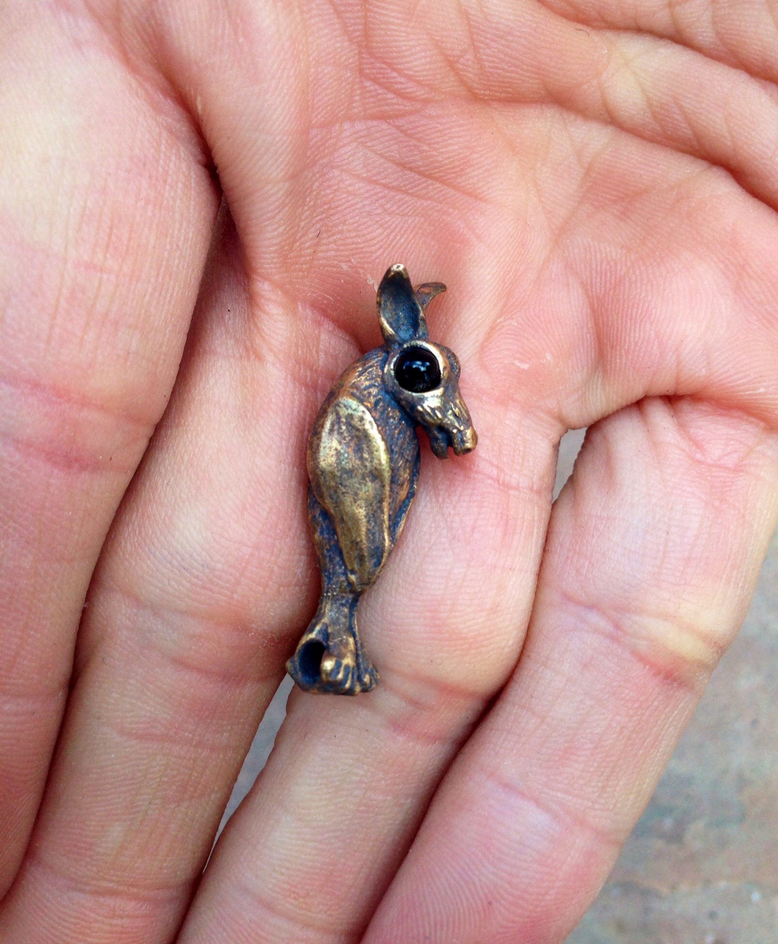 Antiqued Bronze Hanging Bat Bead by Robert Burkett / Lost Wax Casting ...