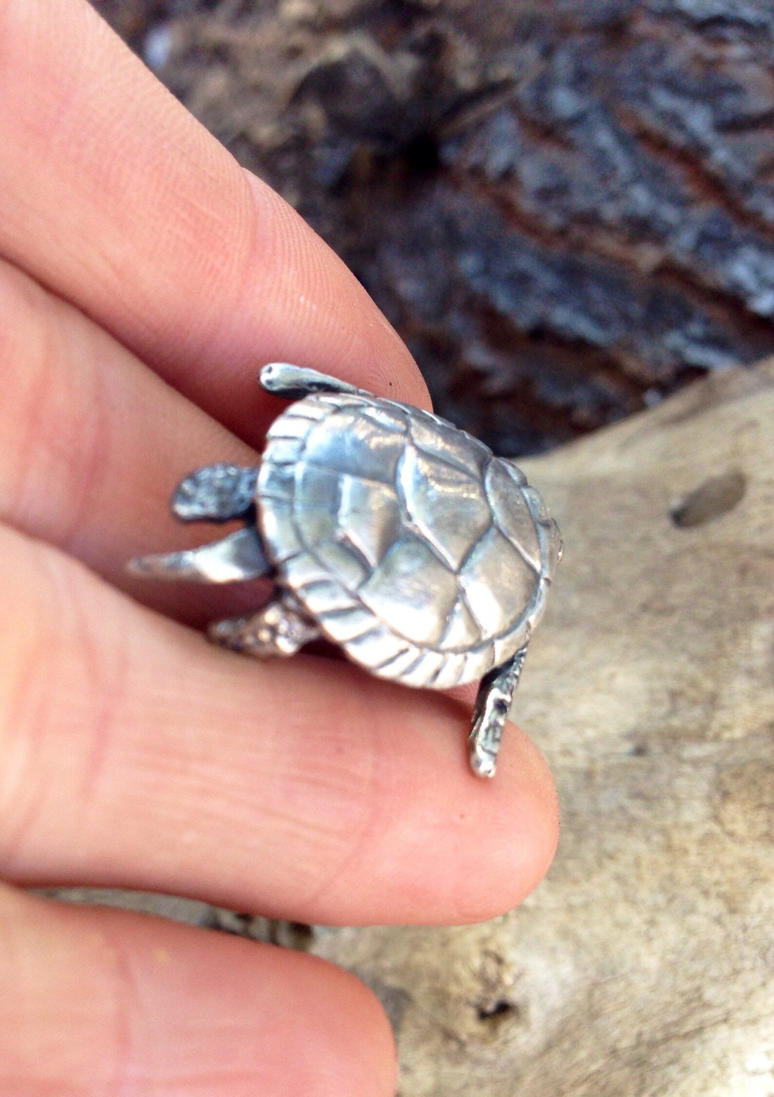 Silver Sea Turtle Slide by Robert Butkett / Sterling Silver/shibuichi ...
