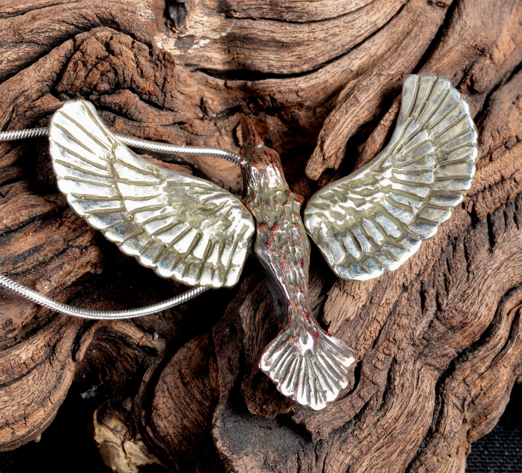 Raven Pendant W/articulated Wings by Leaanne Hartman/goth/poe - Etsy