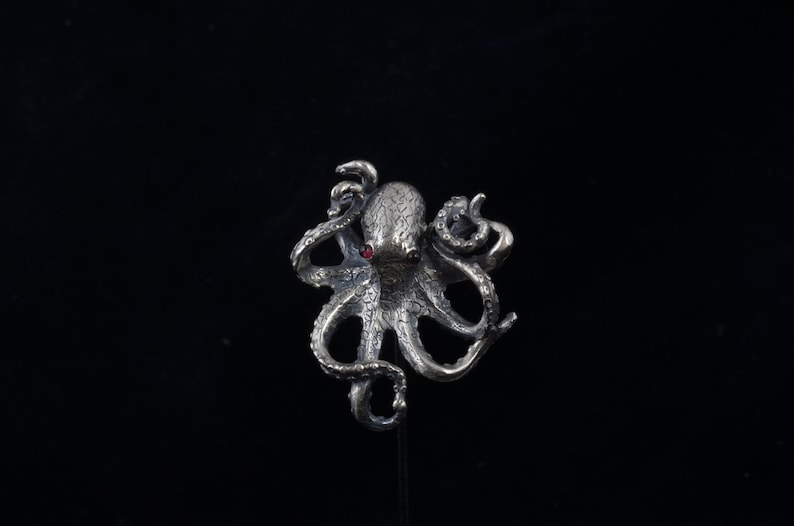Sterling Silver Octopus Pendant With Onyx Eyes by Robert Burkett ...