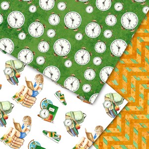 School Paper Pack. Books Digital Paper Hand Painted. School Watercolor ...