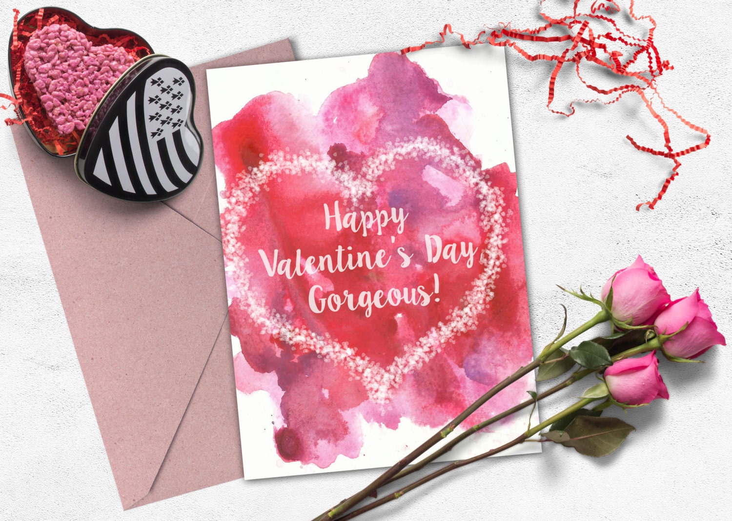 Love Card Printable, Valentine Greeting Card, Romantic Watercolor Card ...