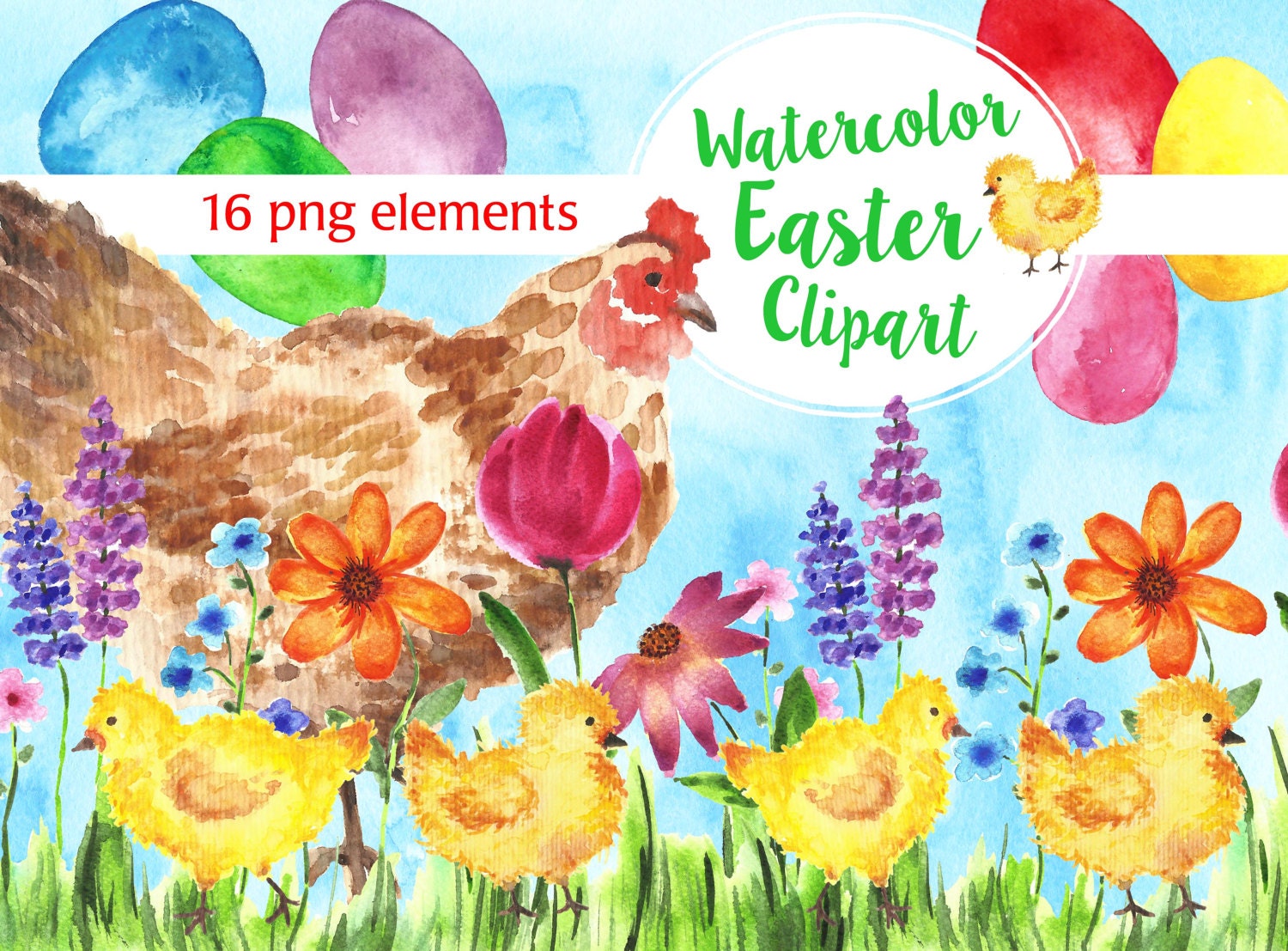 Watercolor Easter Clip Art Easter Clipart Spring Clip Art. - Etsy