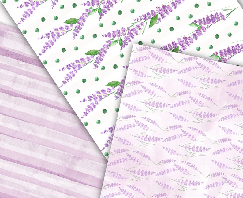 Lavender Watercolor Paper Pack. Digital Paper Hand Painted. Lavender ...