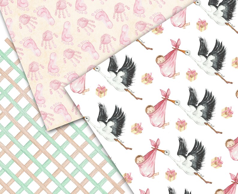 Baby Girl Paper Pack. Watercolor Baby Digital Paper. Baby - Etsy
