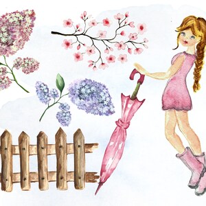 Spring Garden Watercolor Clipart. Garden Tools Clip Art. Spring Flowers ...