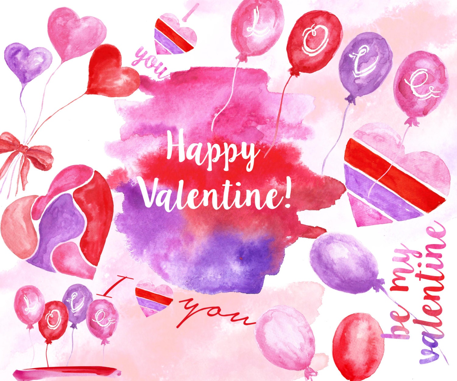 Valentine Clipart. Love Clipart. Red Pink Purple Clipart - Etsy