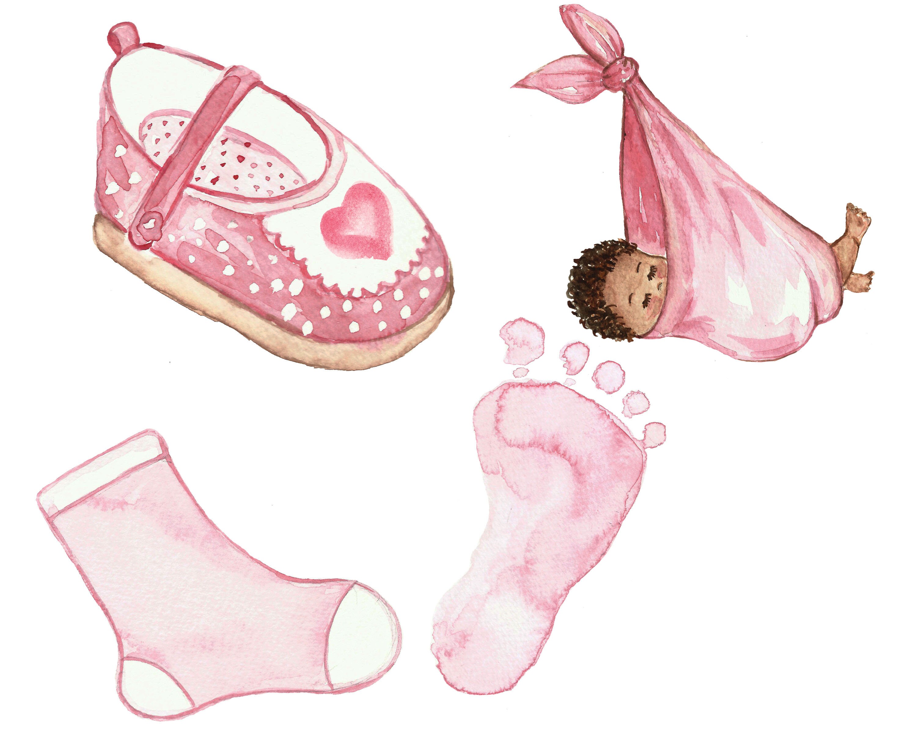 Baby Girl Clip Art African American Baby Clipart Watercolor Dark Skin ...