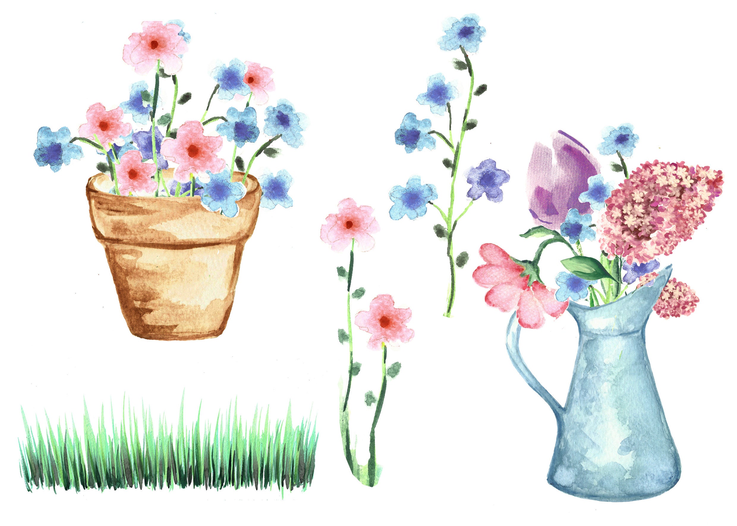 Easter Clipart. Easter Bunny Clip Art. Easter Images Pastel. Watercolor ...