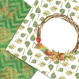 Fall Paper Pack. Autumn Digital Paper Hand Painted. Fall Leaves Pumpkin ...