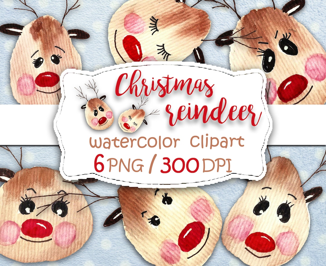 Christmas Clipart Watercolor Reindeer. Watercolor Winter Clip - Etsy