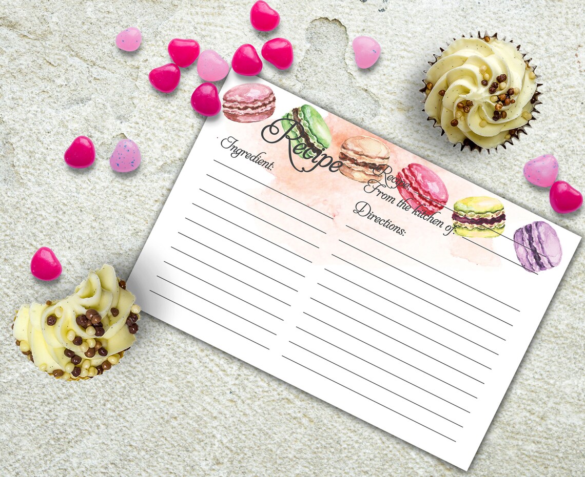 Recipe Card Printable Instant Download Recipe Card Watercolor French ...