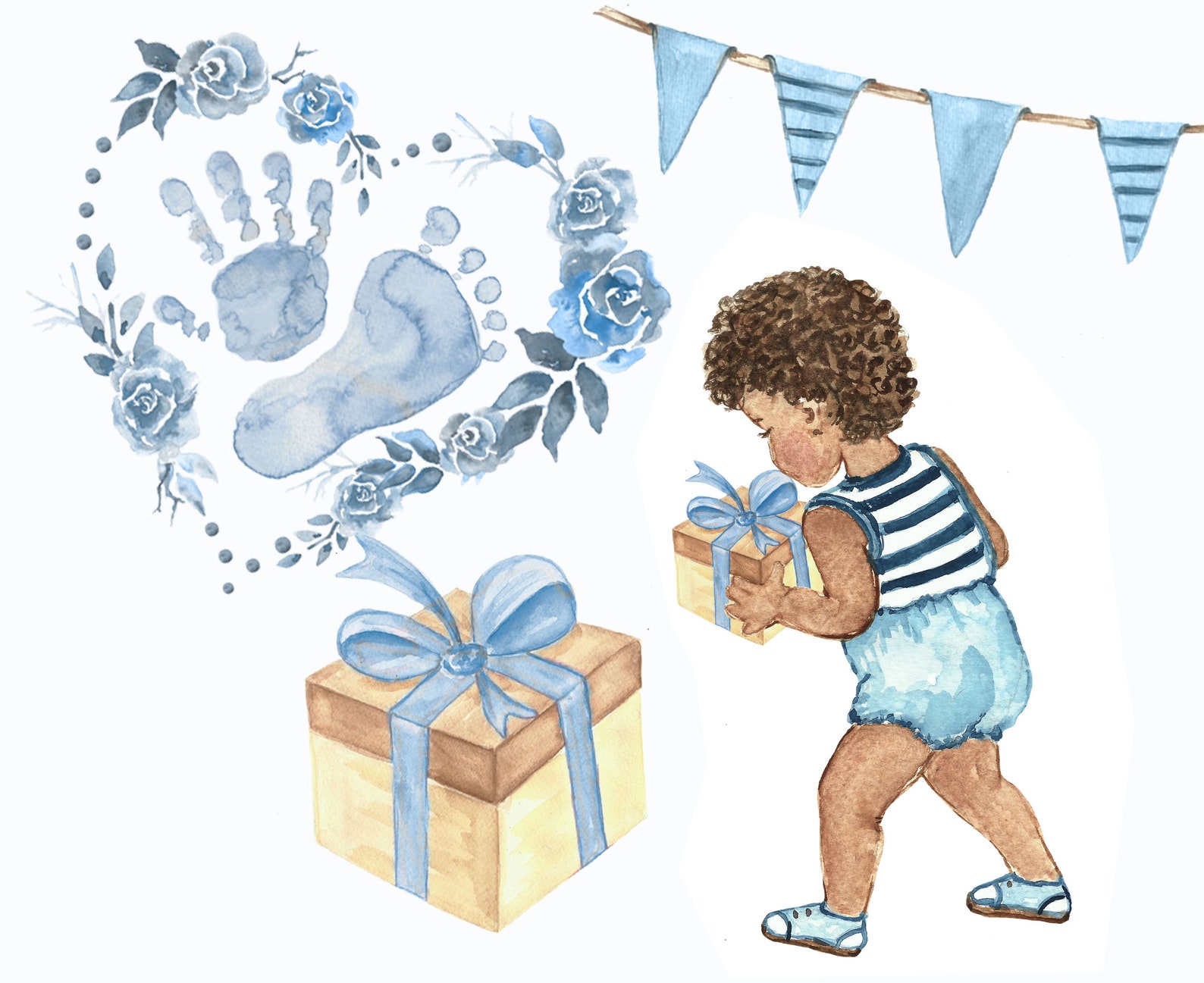 Baby Boy Clipart African American Baby Clip Art Dark Skin Tone Baby ...