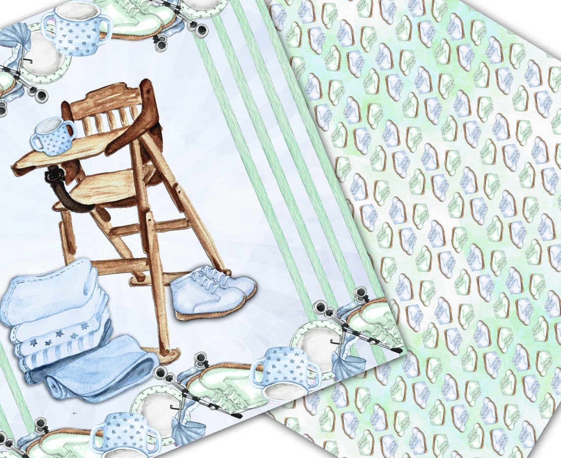 Baby Shower Paper Pack. Nursery Background. Baby Paper Purple Green ...