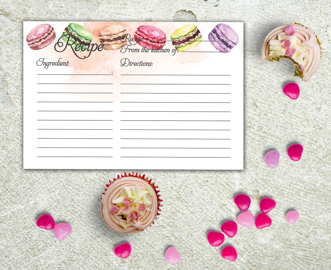 Recipe Card Printable Instant Download Recipe Card Watercolor French ...