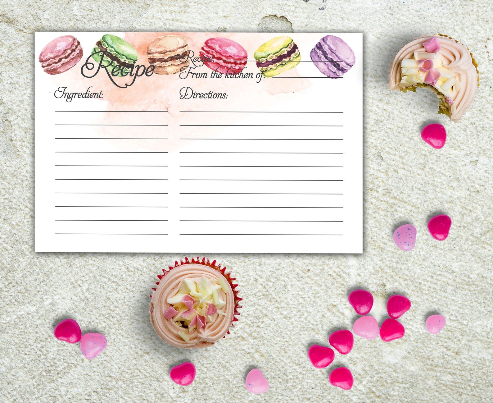 Recipe Card Printable Instant Download Recipe Card Watercolor French ...