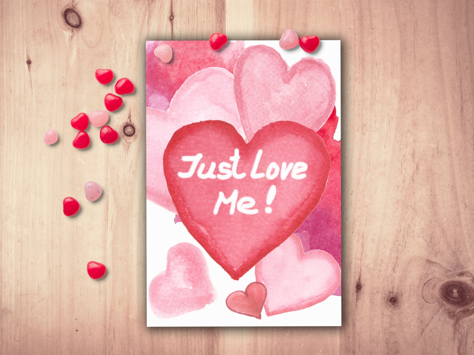 Love Card Printable, Valentine Greeting Card, Romantic Watercolor Card ...