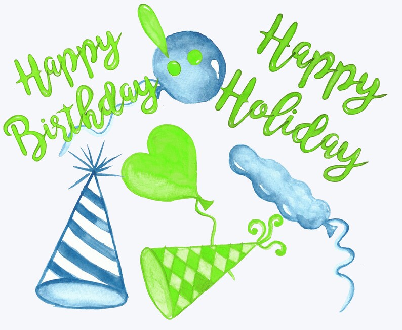 Party Clip Art, Birthday Clip Art, Watercolor Numbers, Bday Clipart ...