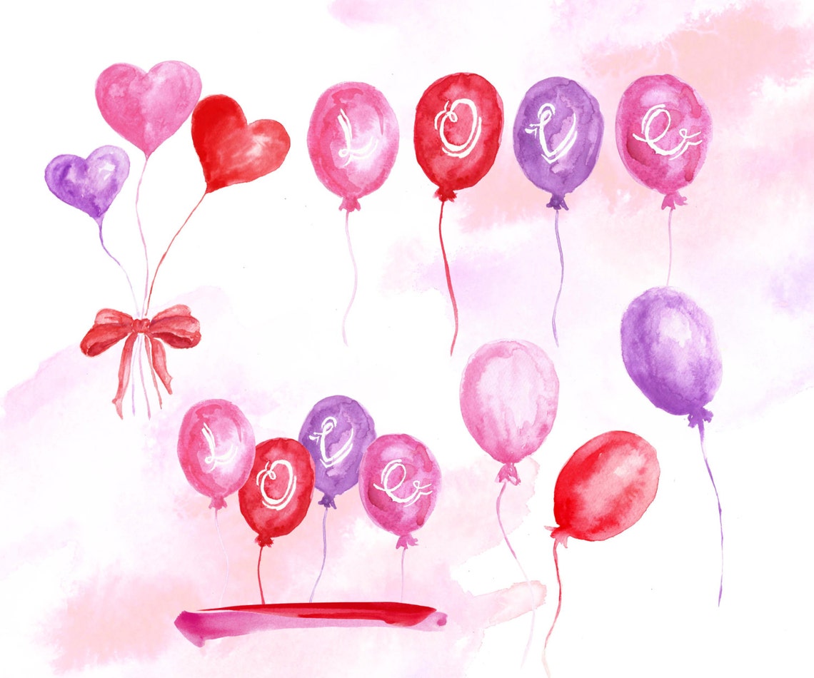 Valentine Clipart. Love Clipart. Red Pink Purple Clipart | Etsy