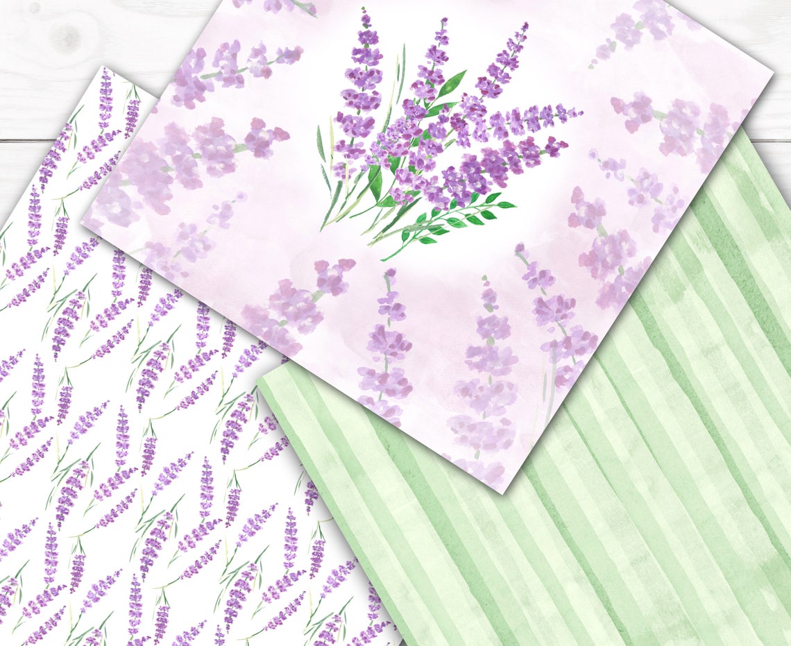 Lavender Watercolor Paper Pack. Digital Paper Hand Painted. - Etsy